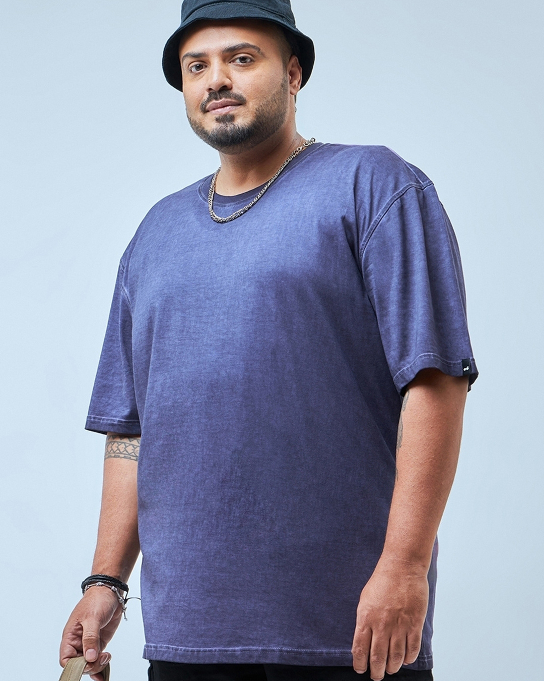 Buy Men's Skipper Blue Oversized Plus Size T-shirt Online at Bewakoof