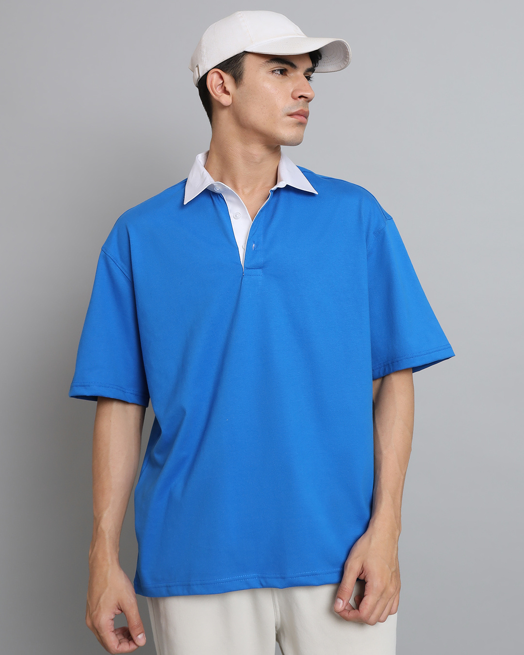 Buy Men's Blue Oversized Polo T-shirt Online at Bewakoof