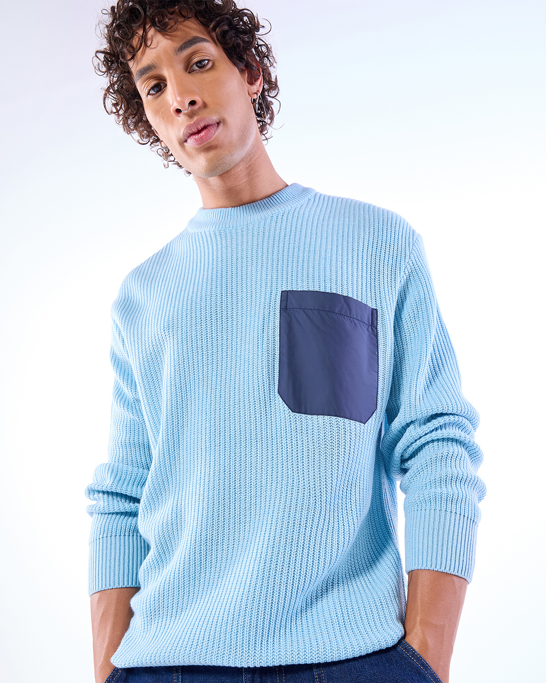 Buy Men's Blue Oversized Sweater Online at Bewakoof