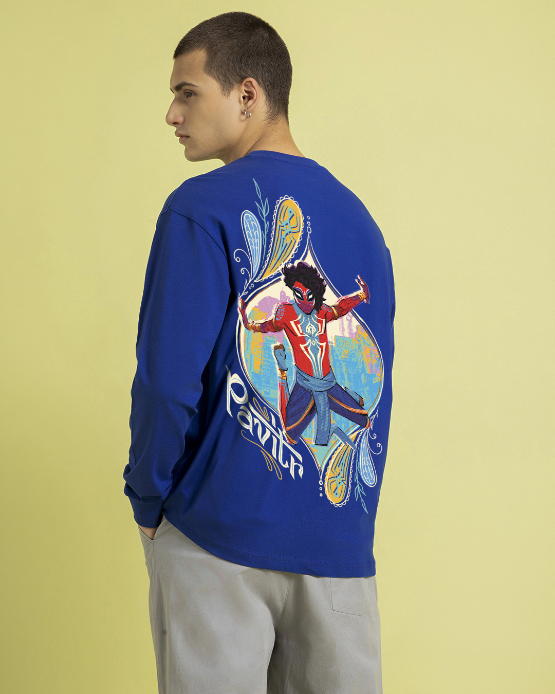 Buy Men's Blue Pavitr Prabhakar Graphic Printed Oversized T-shirt ...