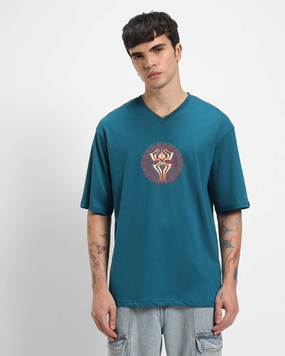 Buy Men's Blue Pavitr Prabhakar Graphic Printed Oversized T-shirt ...