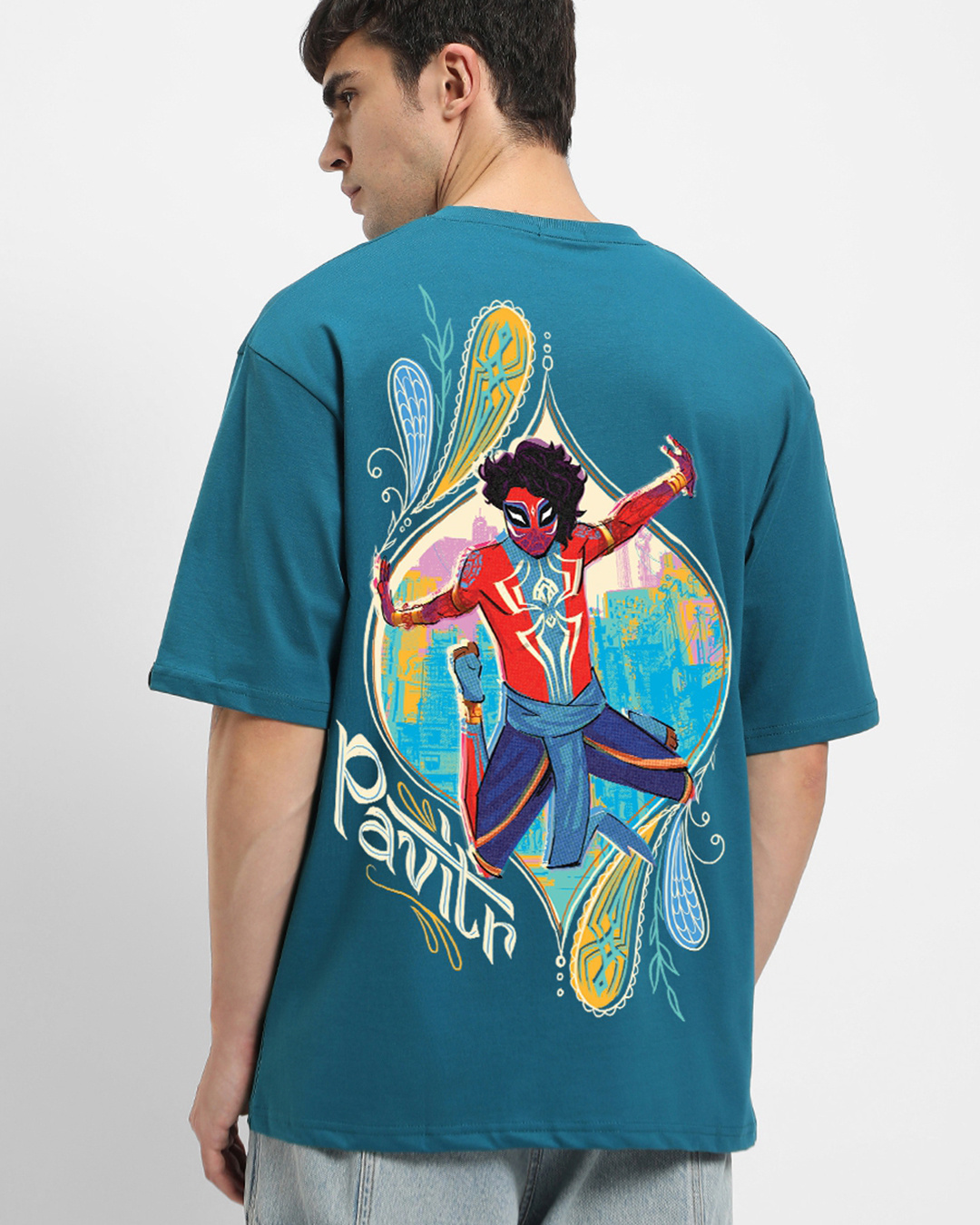 Buy Men's Blue Pavitr Prabhakar Graphic Printed Oversized T-shirt ...