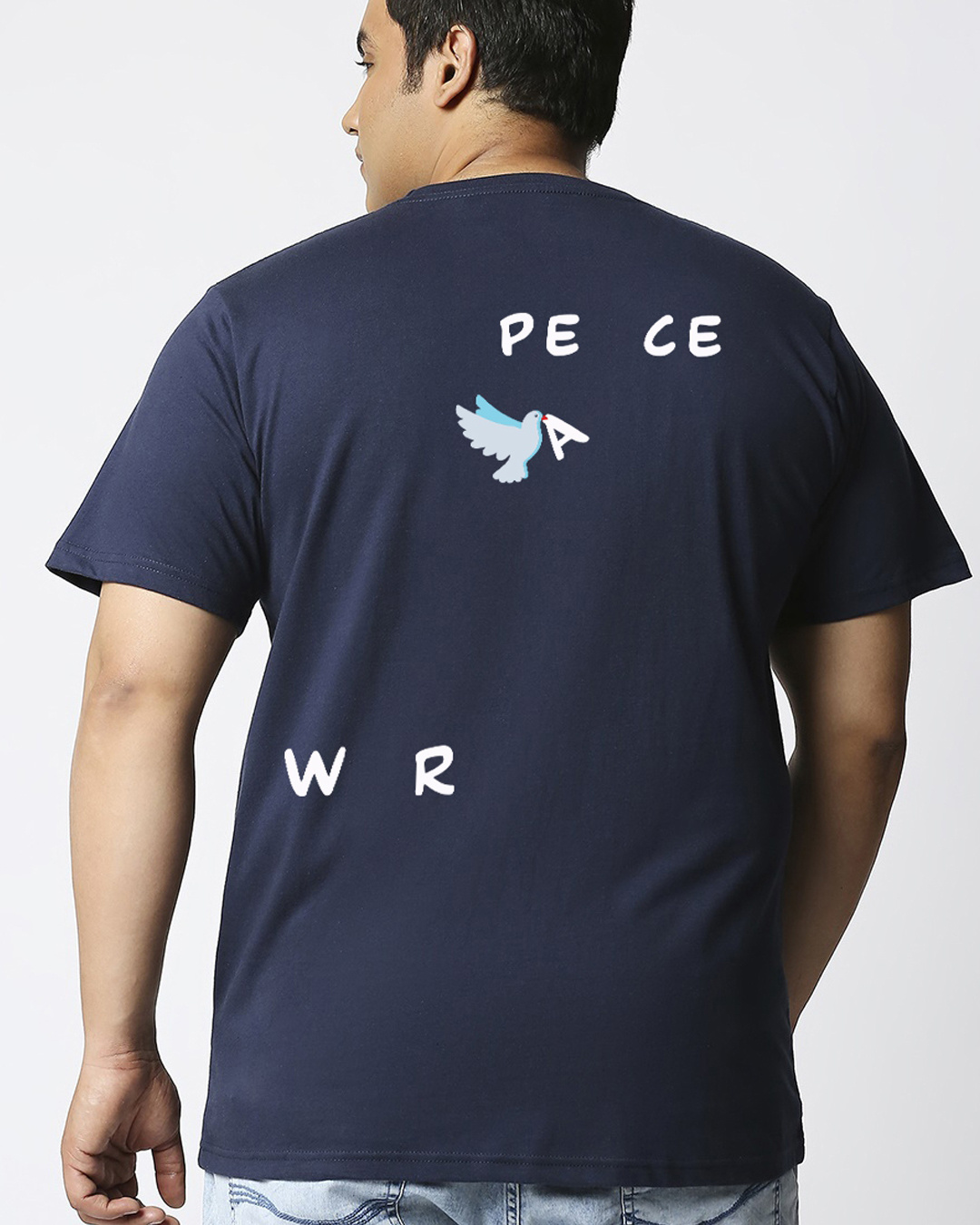 Buy Men's Blue Peace Not War Graphic Printed Oversized Plus Size T ...