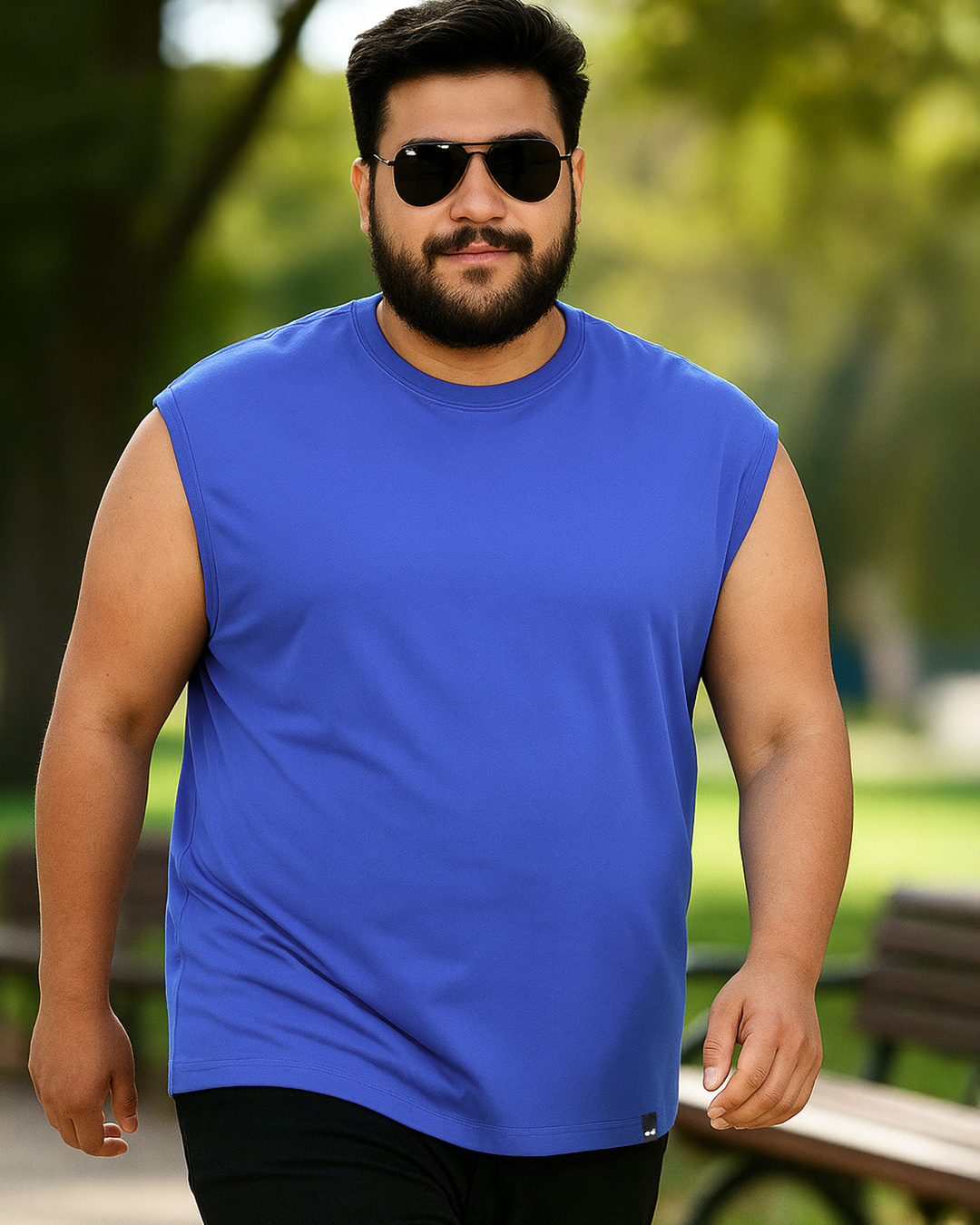 Buy Men's Blue Plus Size Boxy Fit Vest Online at Bewakoof