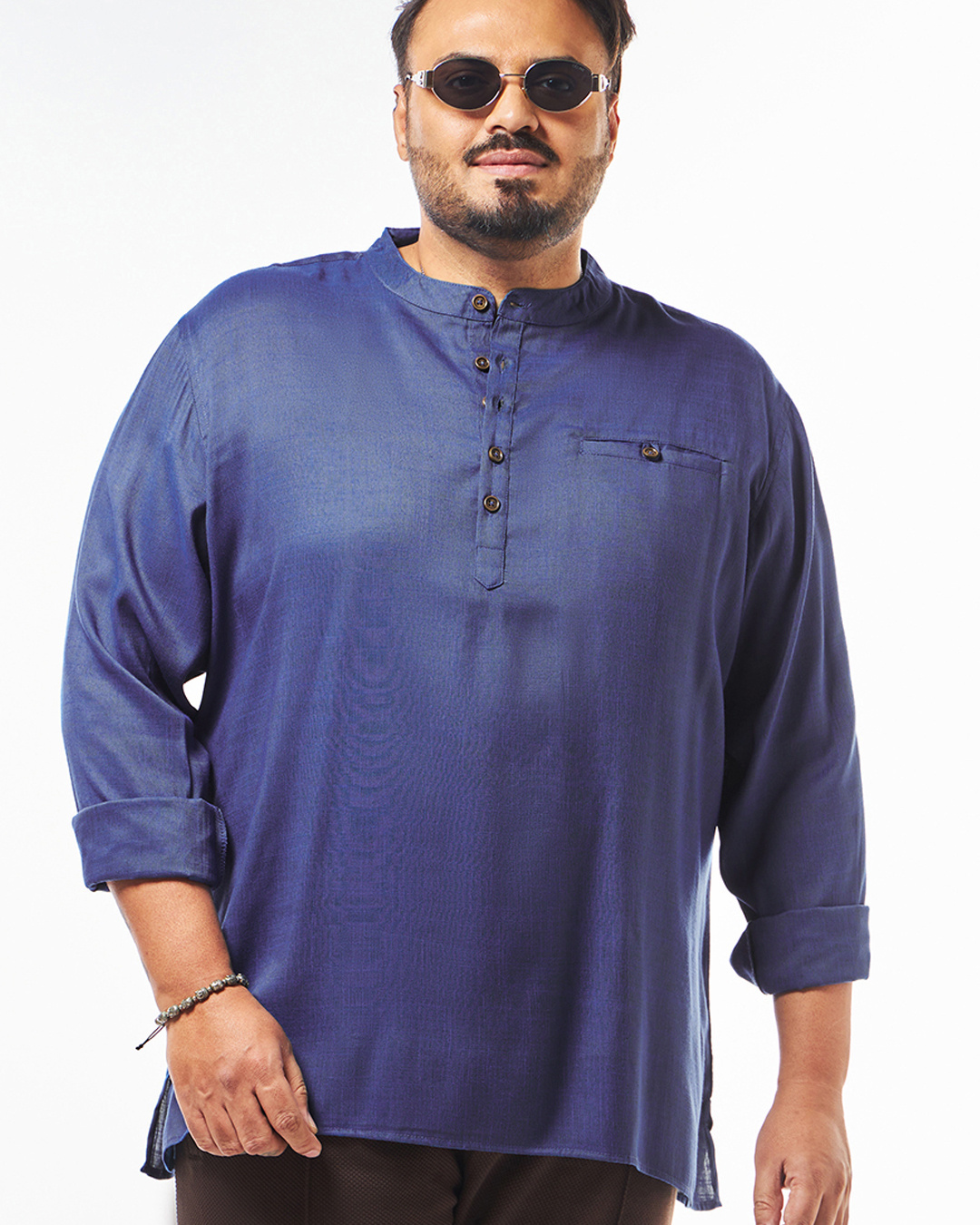 Buy Men's Blue Plus Size Short Kurta Online at Bewakoof