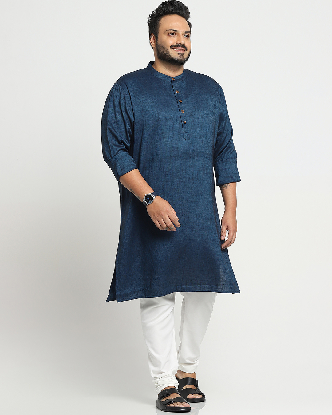 Buy Men's Blue Plus Size Relaxed Fit Kurta Online at Bewakoof