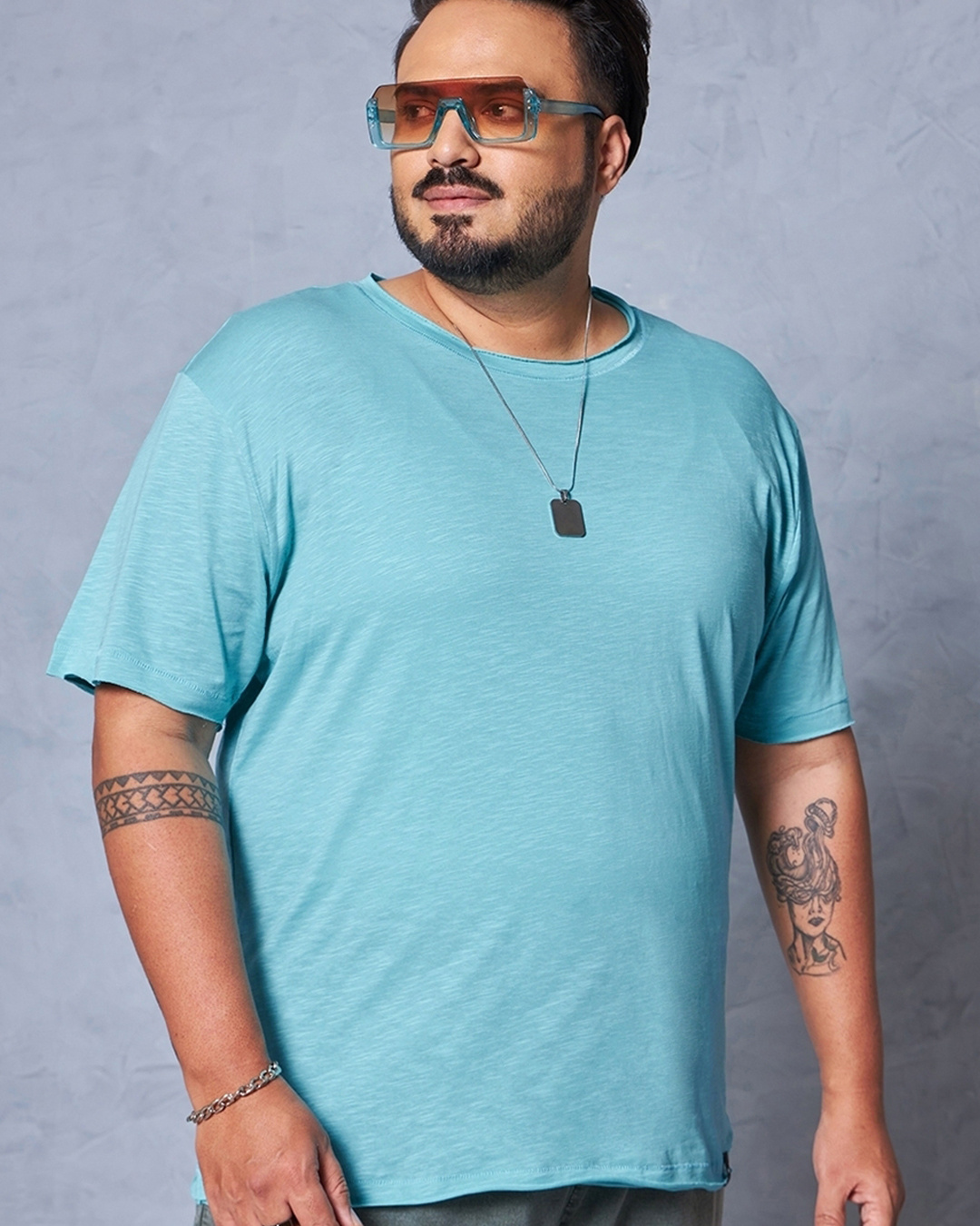 Buy Men's Blue Plus Size T-shirt Online at Bewakoof