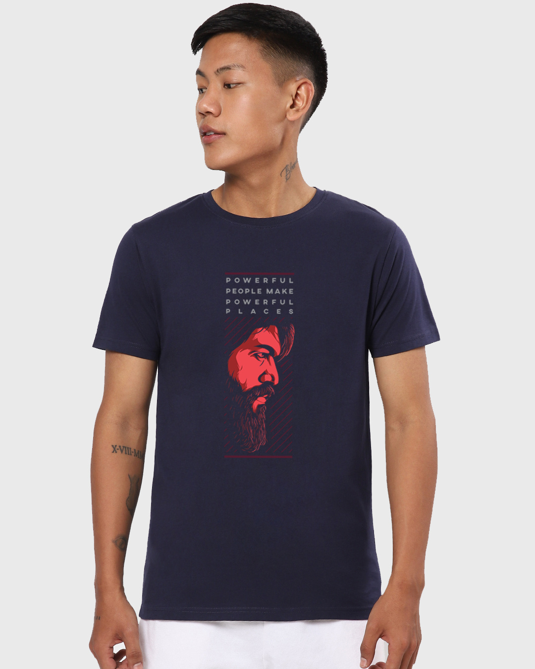 Buy Men's Blue Powerful People Graphic Printed T-shirt Online at Bewakoof
