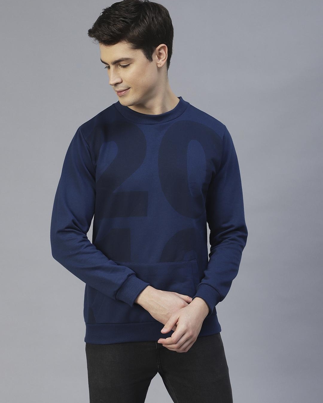 Buy Men's Blue Printed Sweatshirt Online at Bewakoof