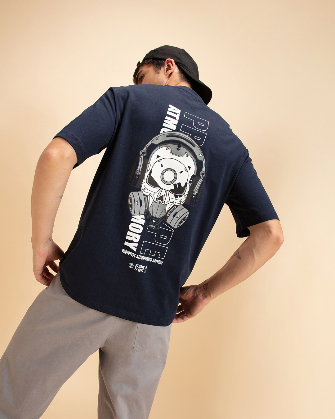 Buy Men's Blue Prototype Graphic Printed Oversized T-shirt Online at ...