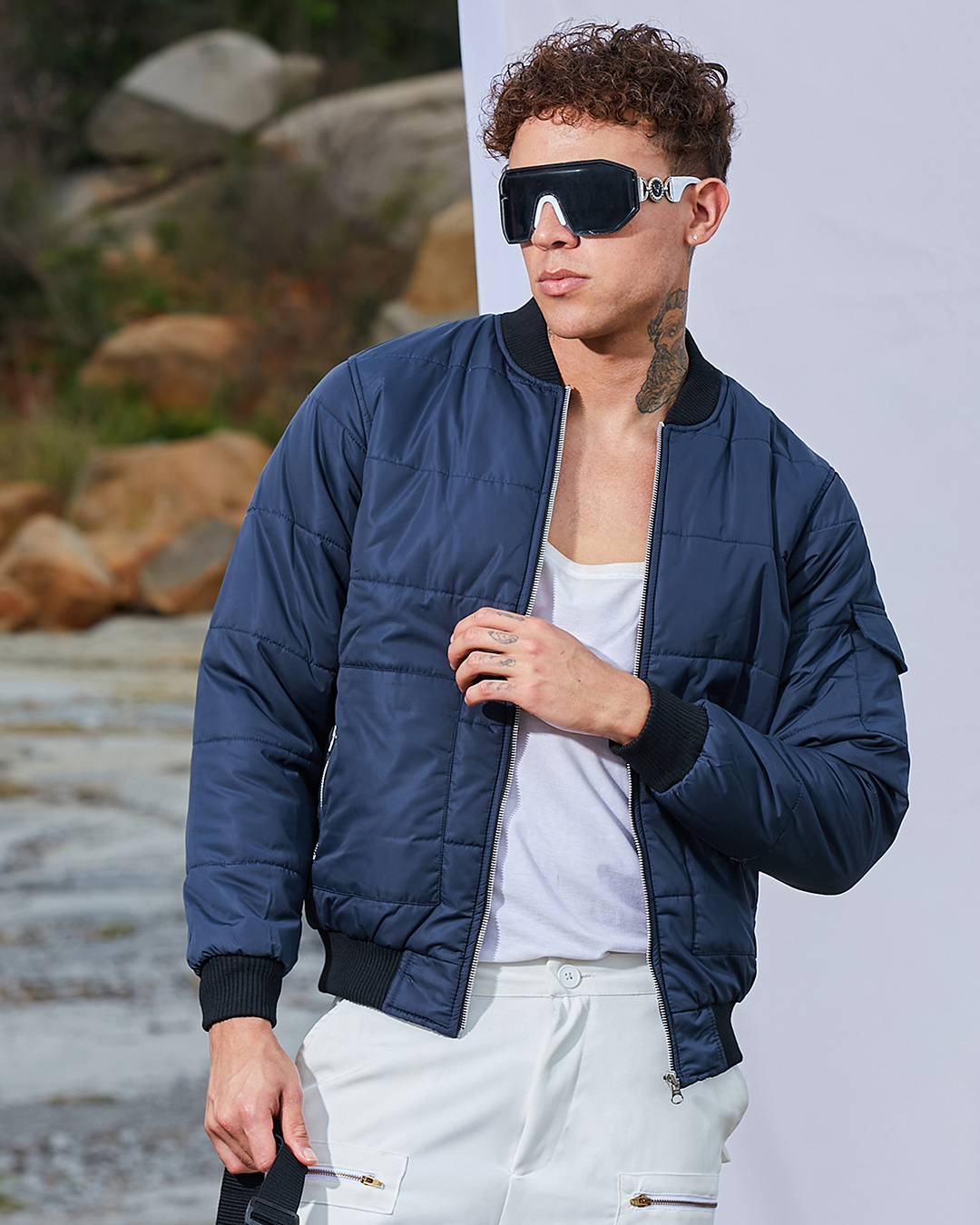 Buy Men's Blue Puffer Jacket Online at Bewakoof