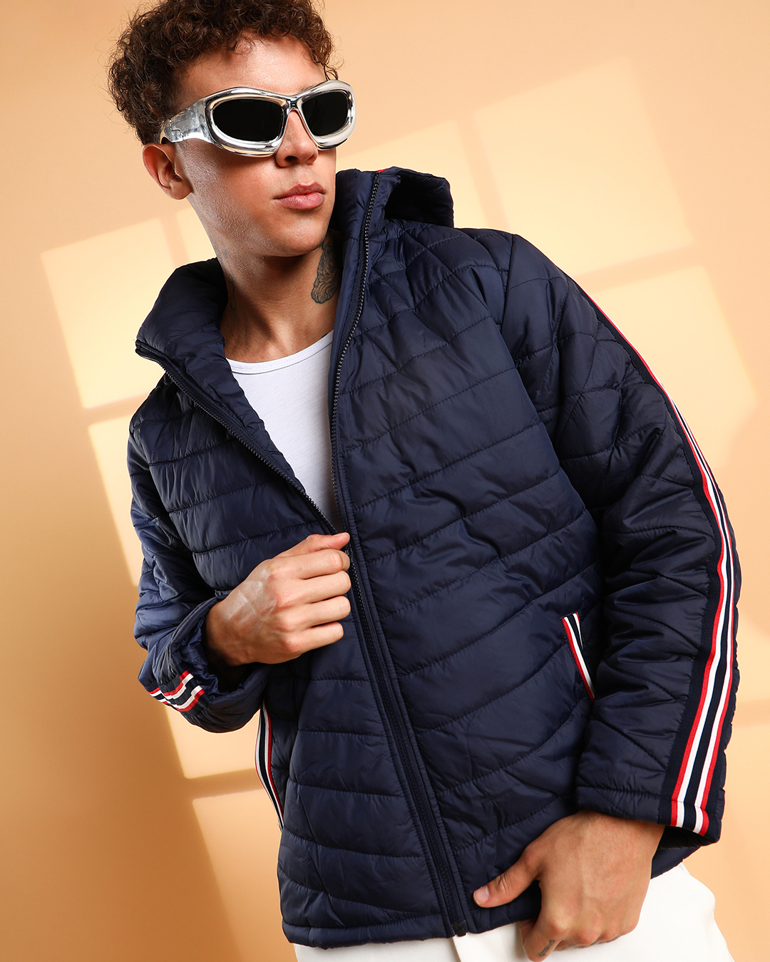 Buy Men's Blue Puffer Jacket Online at Bewakoof