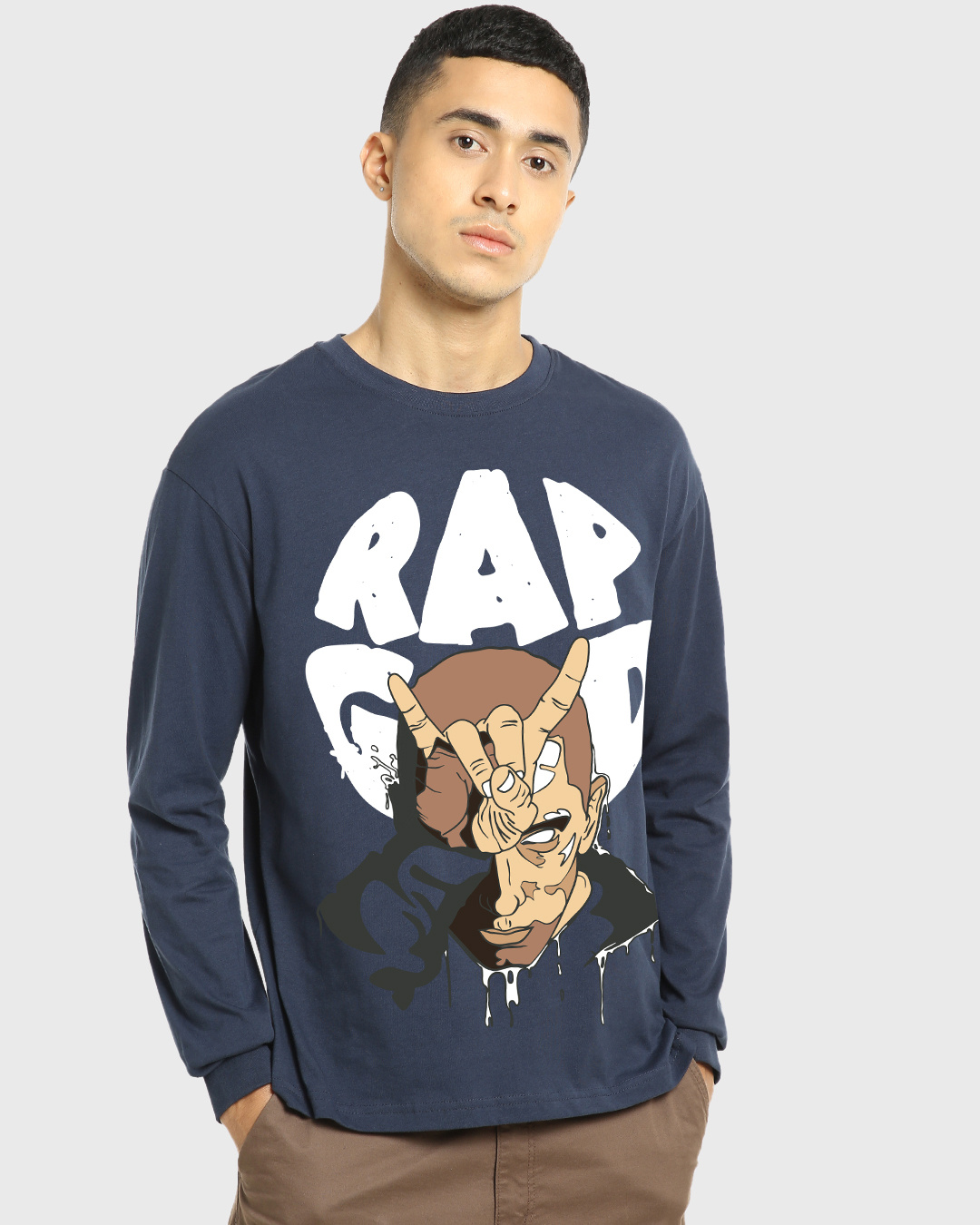 Buy Men's Blue Rap God Oversized Graphic Printed T-shirt Online at Bewakoof