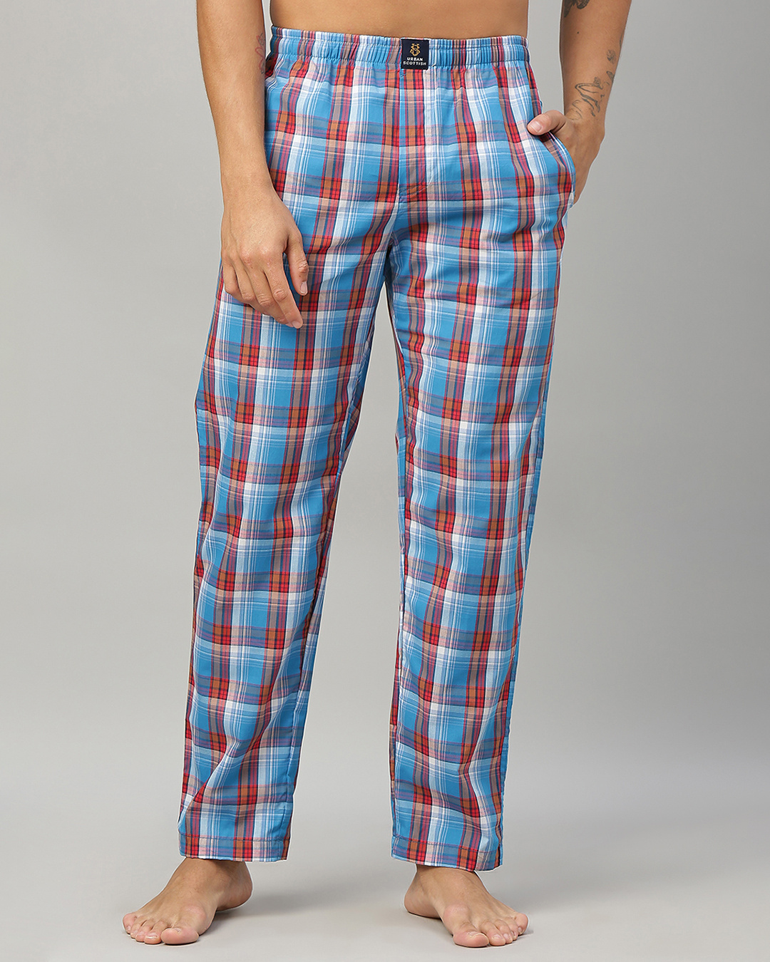 Buy Men's Blue & Red Checked Pyjamas Online in India at Bewakoof
