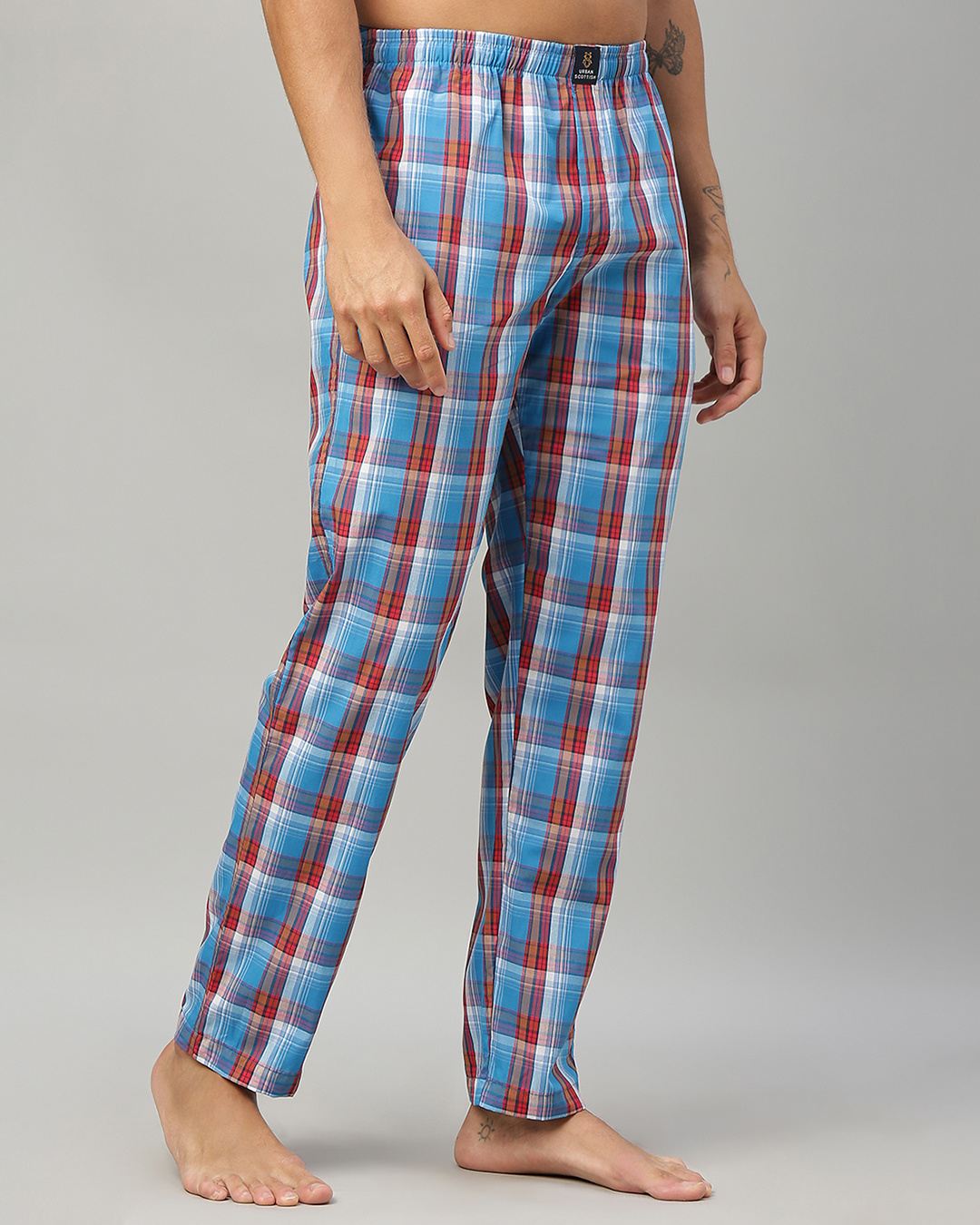Buy Men's Blue & Red Checked Pyjamas Online in India at Bewakoof