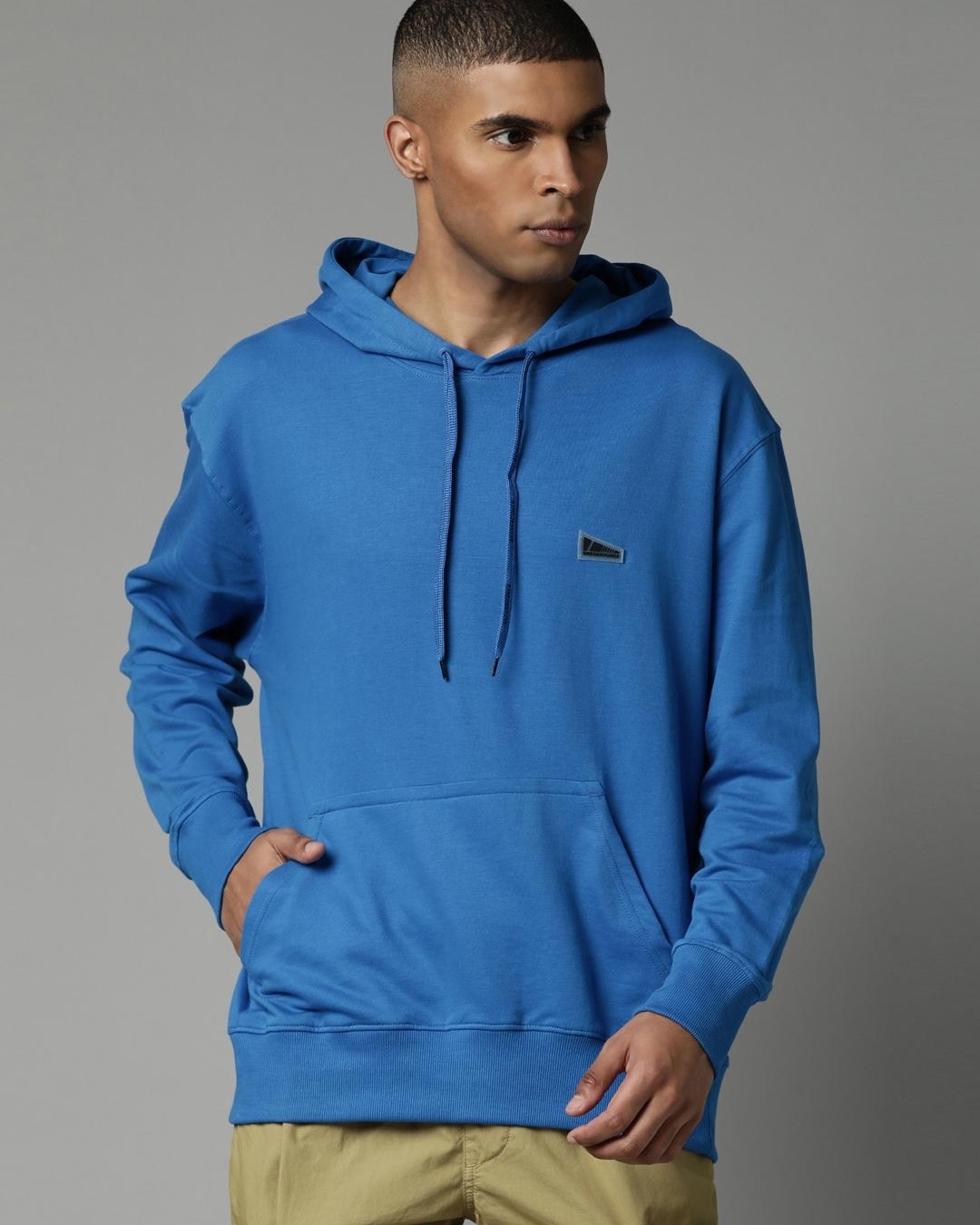 Buy Men's Blue Relaxed Fit Hooded Sweatshirt Online at Bewakoof