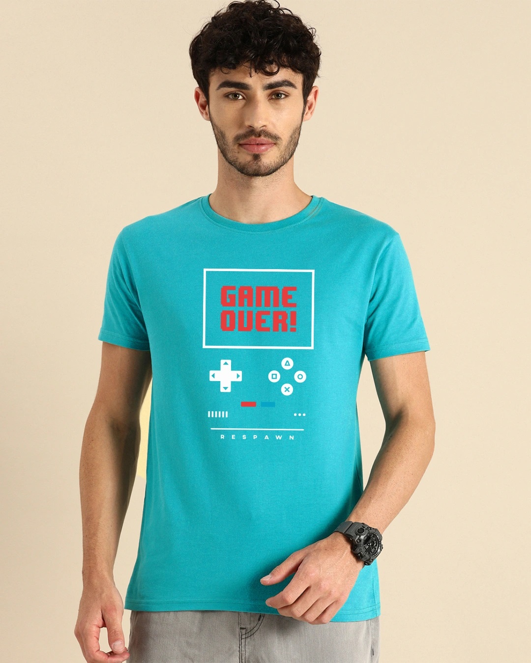 Buy Men's Blue Respawn Game Typography T-shirt Online in India at Bewakoof