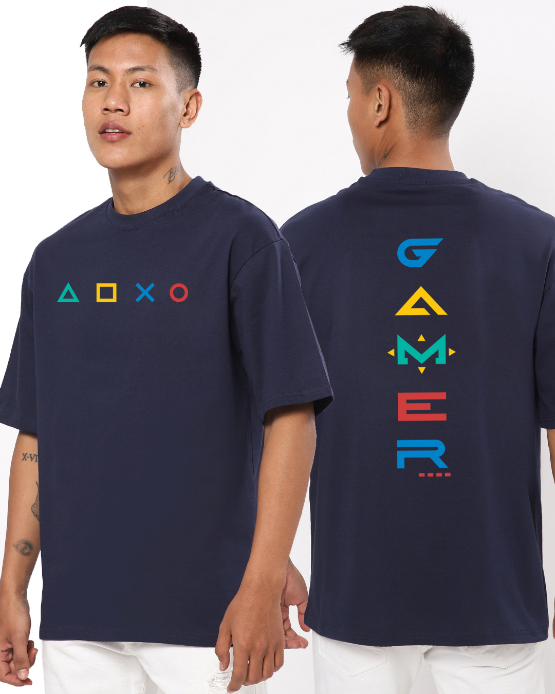 Buy Men's Blue Respawn Gamer Typography Oversized T-shirt for Men Blue ...