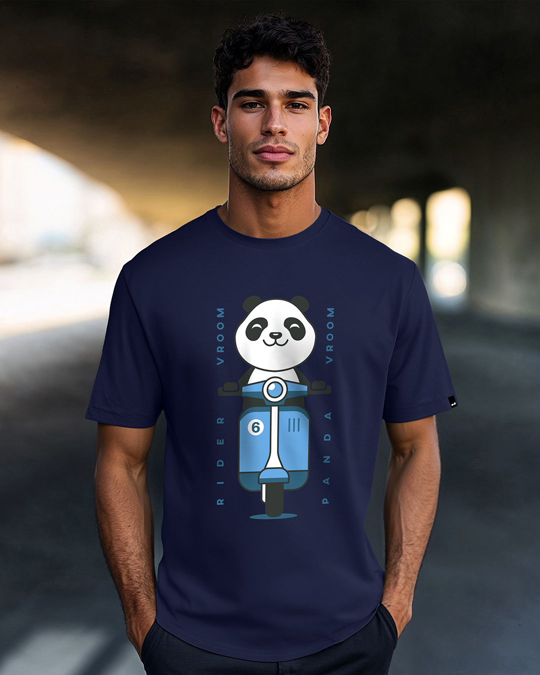 Buy Men's Blue Rider Vroom Panda Graphic Printed T-shirt Online at Bewakoof