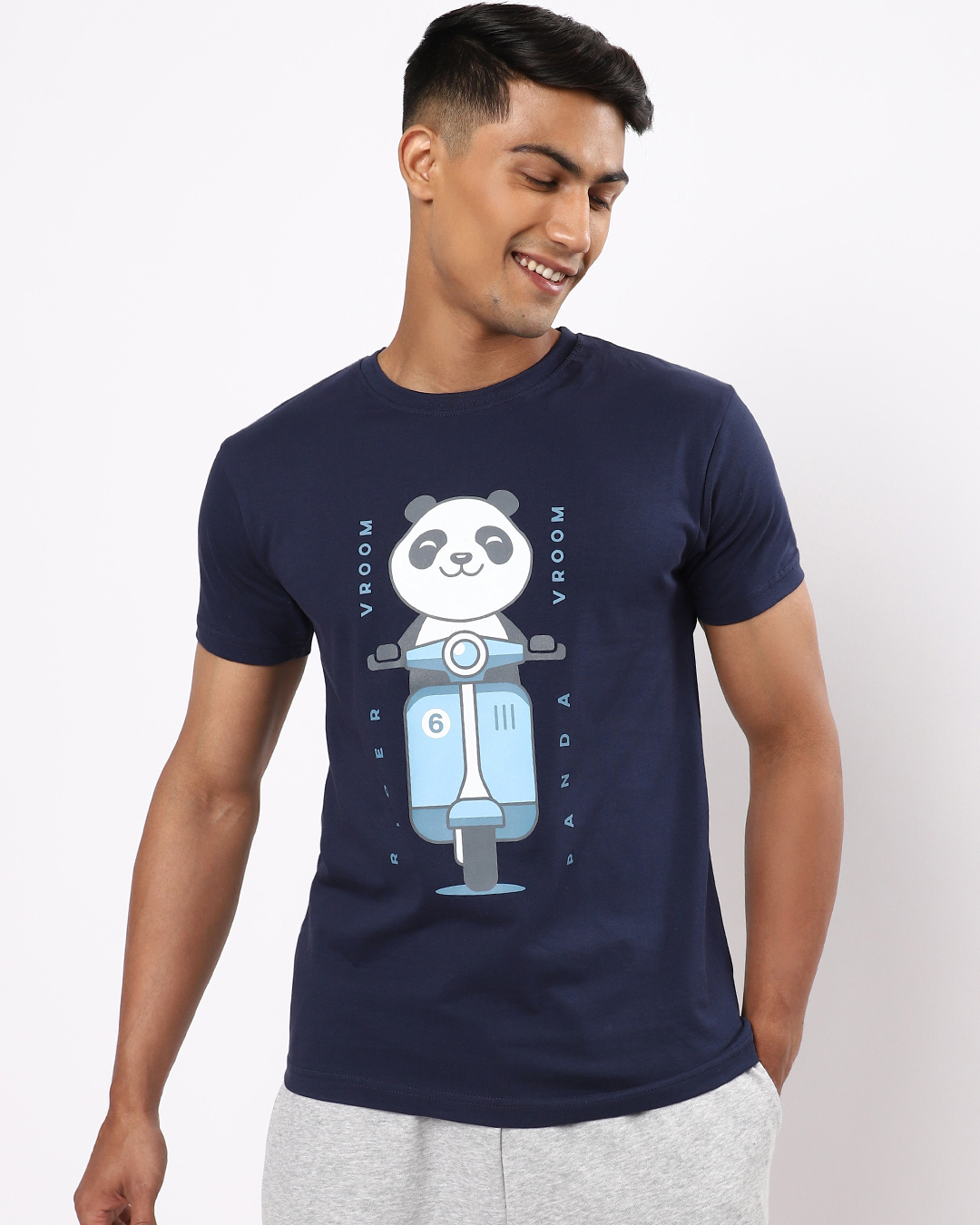 Buy Men's Blue Rider Vroom Panda Graphic Printed T-shirt Online at Bewakoof