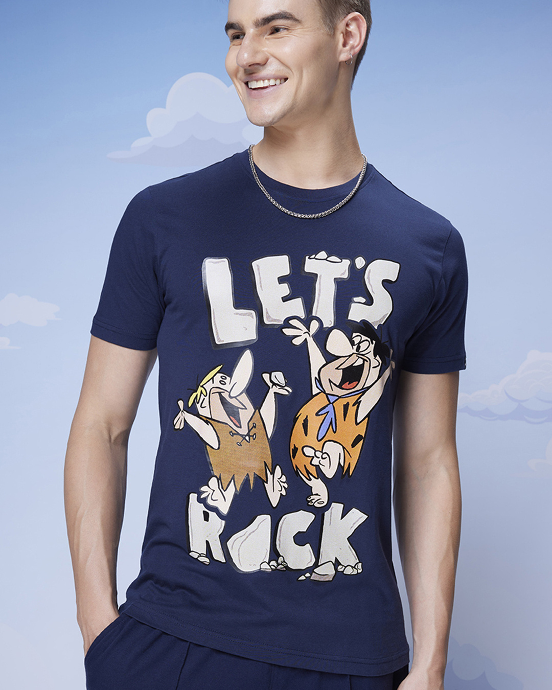 Buy Men's Blue Rock N Roll Graphic Printed T-shirt Online at Bewakoof