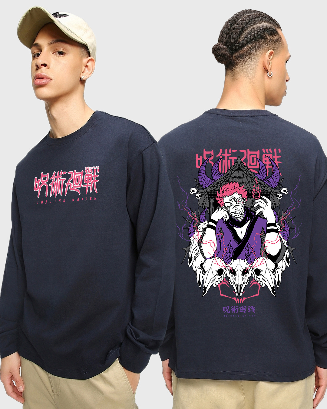 Buy Mens Blue Ryomen Sukuna Graphic Printed Oversized T Shirt Online
