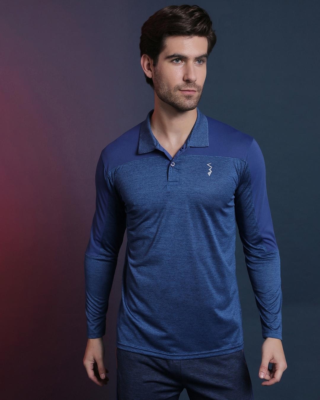 Buy Men's Blue Self Design T-shirt Online at Bewakoof