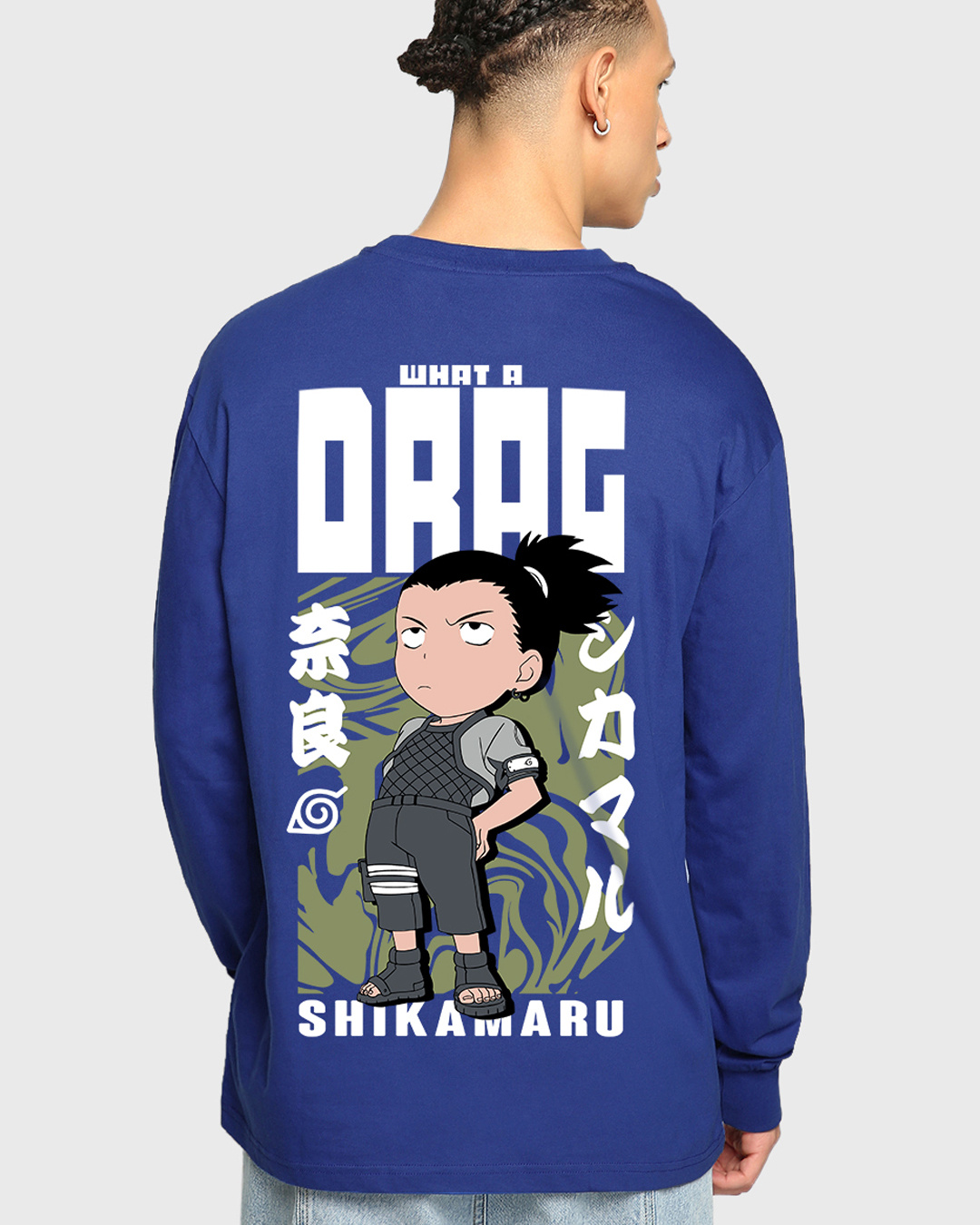 Buy Men's Blue Shikamaru What a Drag Graphic Printed Oversized T-shirt ...