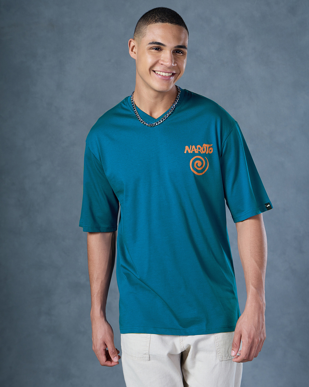 Buy Men's Blue Shinobi Graphic Printed Oversized T-shirt Online at Bewakoof