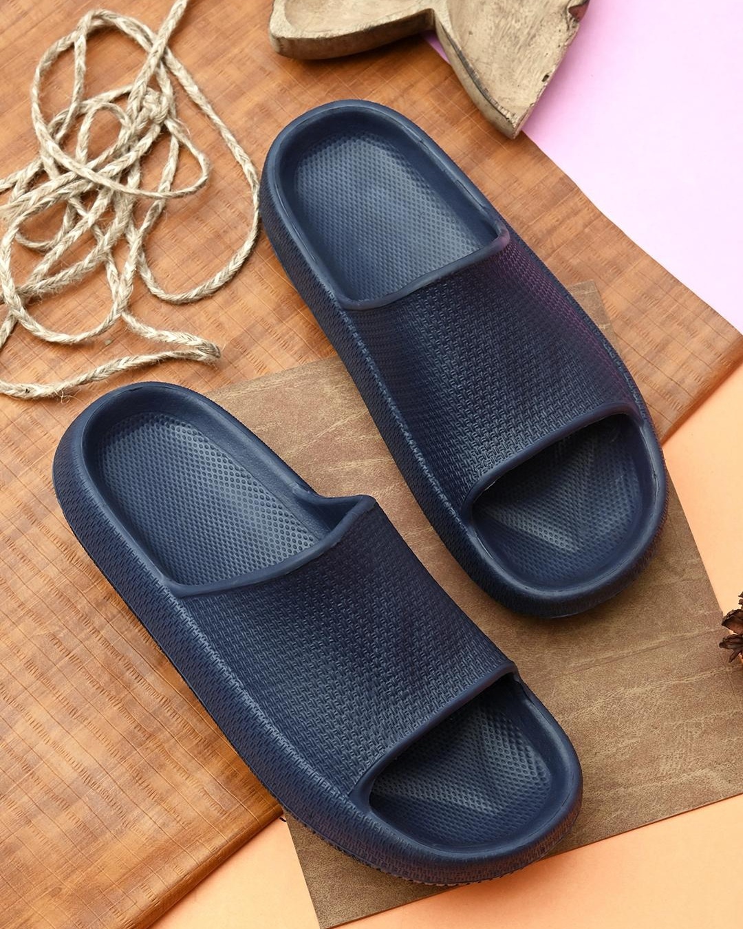 Buy Men's Blue Sliders Online in India at Bewakoof