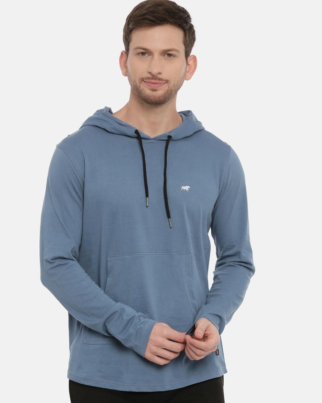 Buy Men's Blue Slim Fit Hoodie Online at Bewakoof
