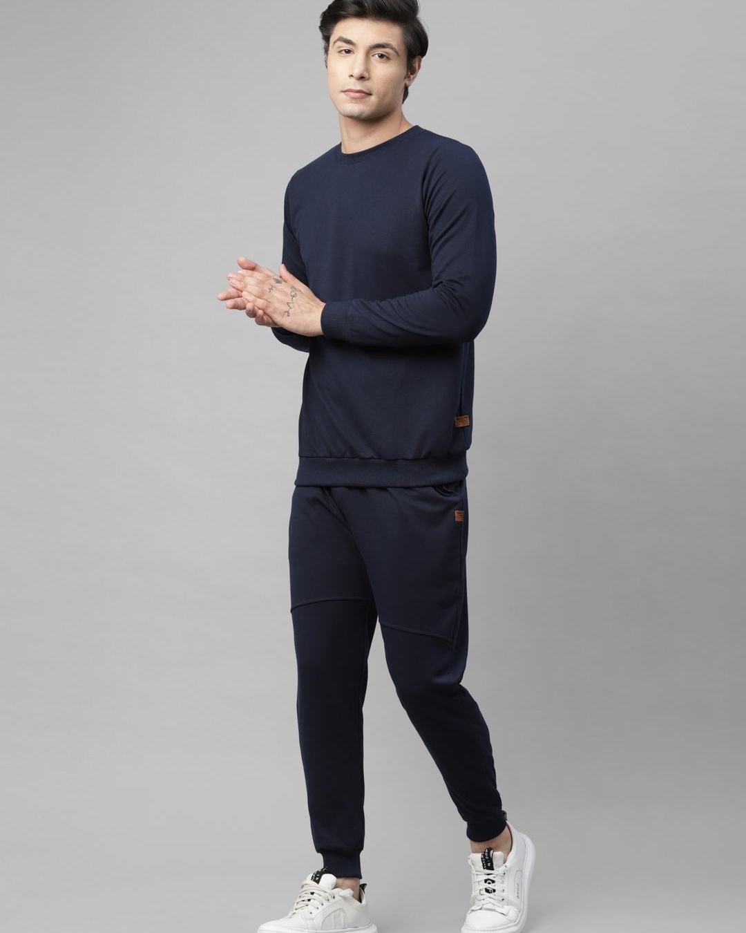 Buy Men's Blue Slim Fit Sweatshirt and Jogger Set Online in India at ...