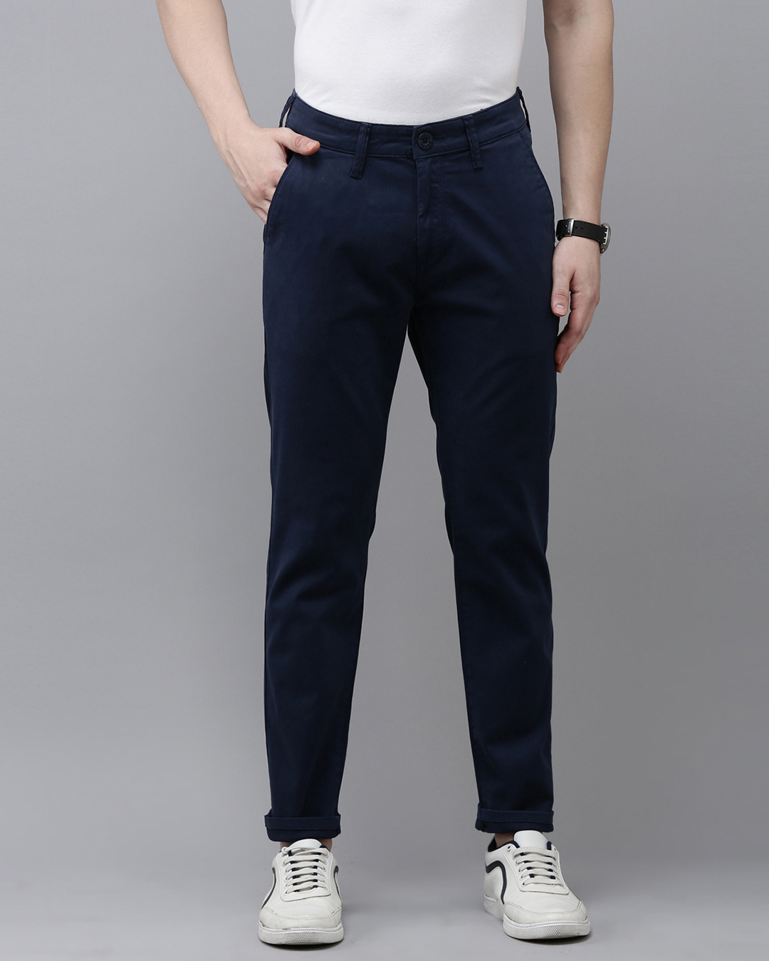Buy Men's Blue Slim Fit Trousers Online in India at Bewakoof