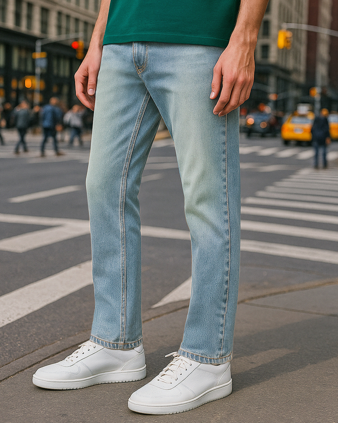 Buy Men's Blue Slim Straight Fit Stretchable Washed Mid-Rise Jeans ...