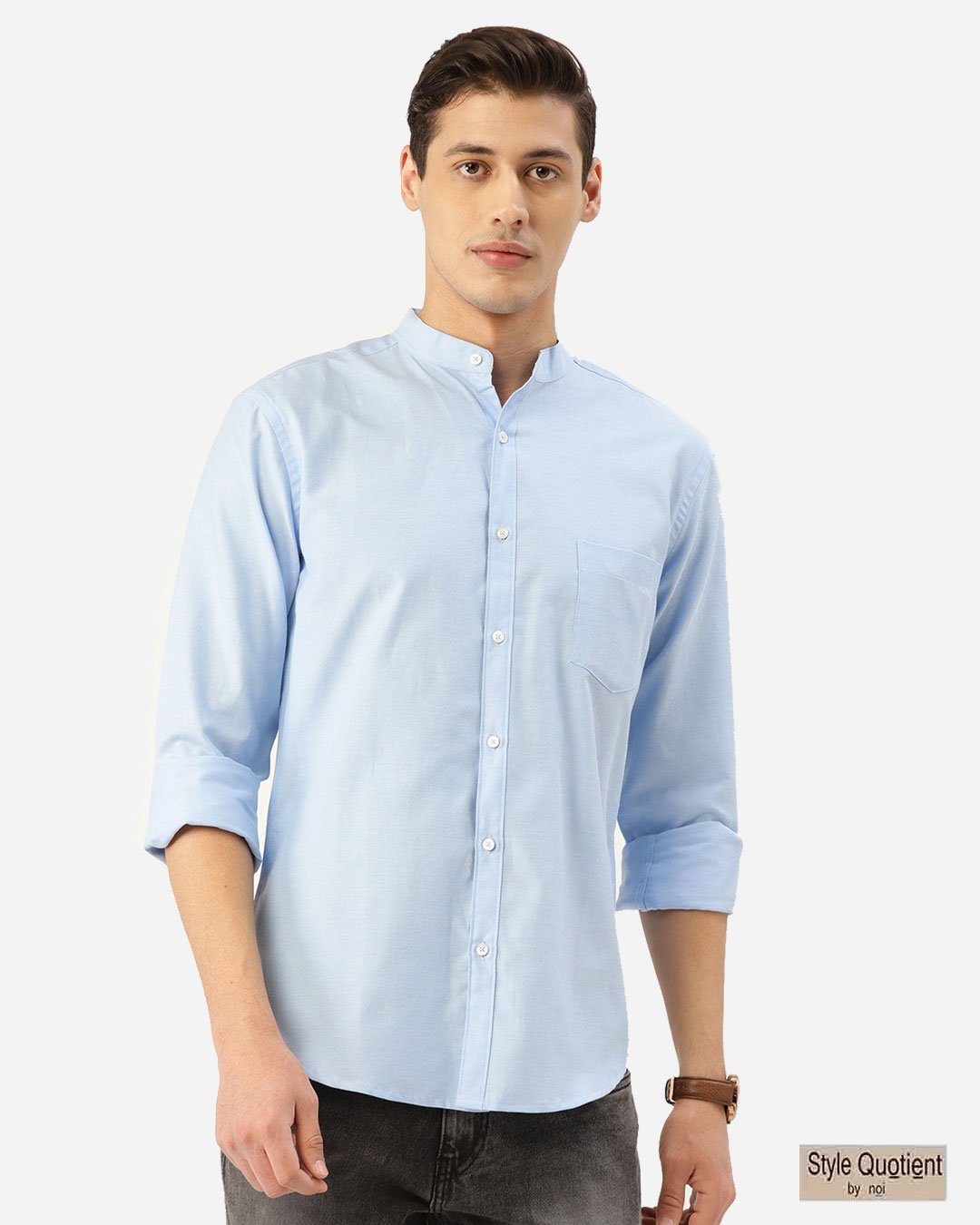 Buy Men's Blue Solid Smart Shirt Online at Bewakoof