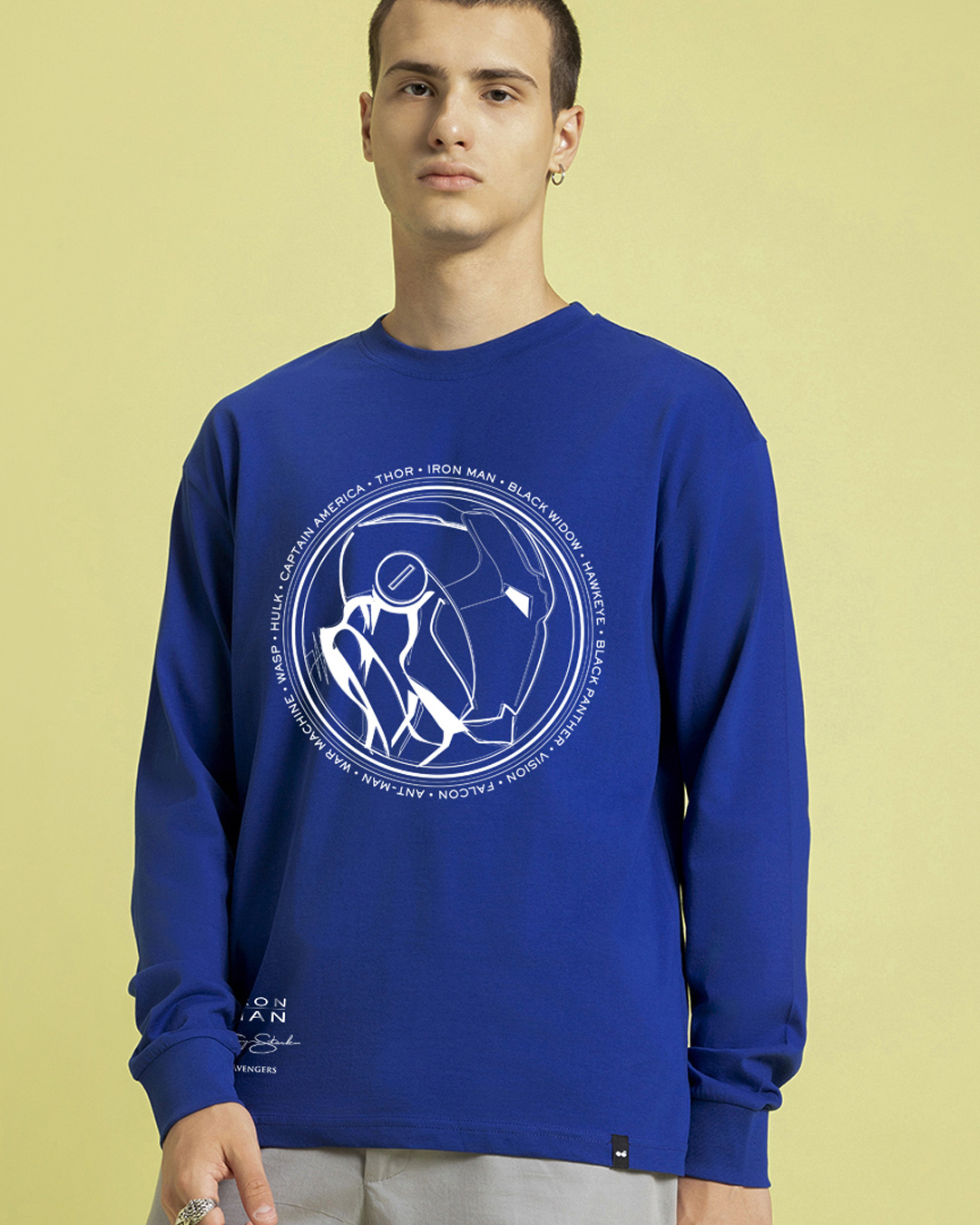 Buy Men's Blue Stark Graphic Printed Oversized T-shirt Online at Bewakoof