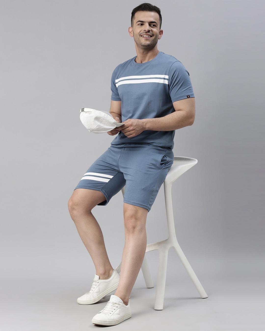 Buy Men's Blue Striped Co-ord Set Online in India at Bewakoof