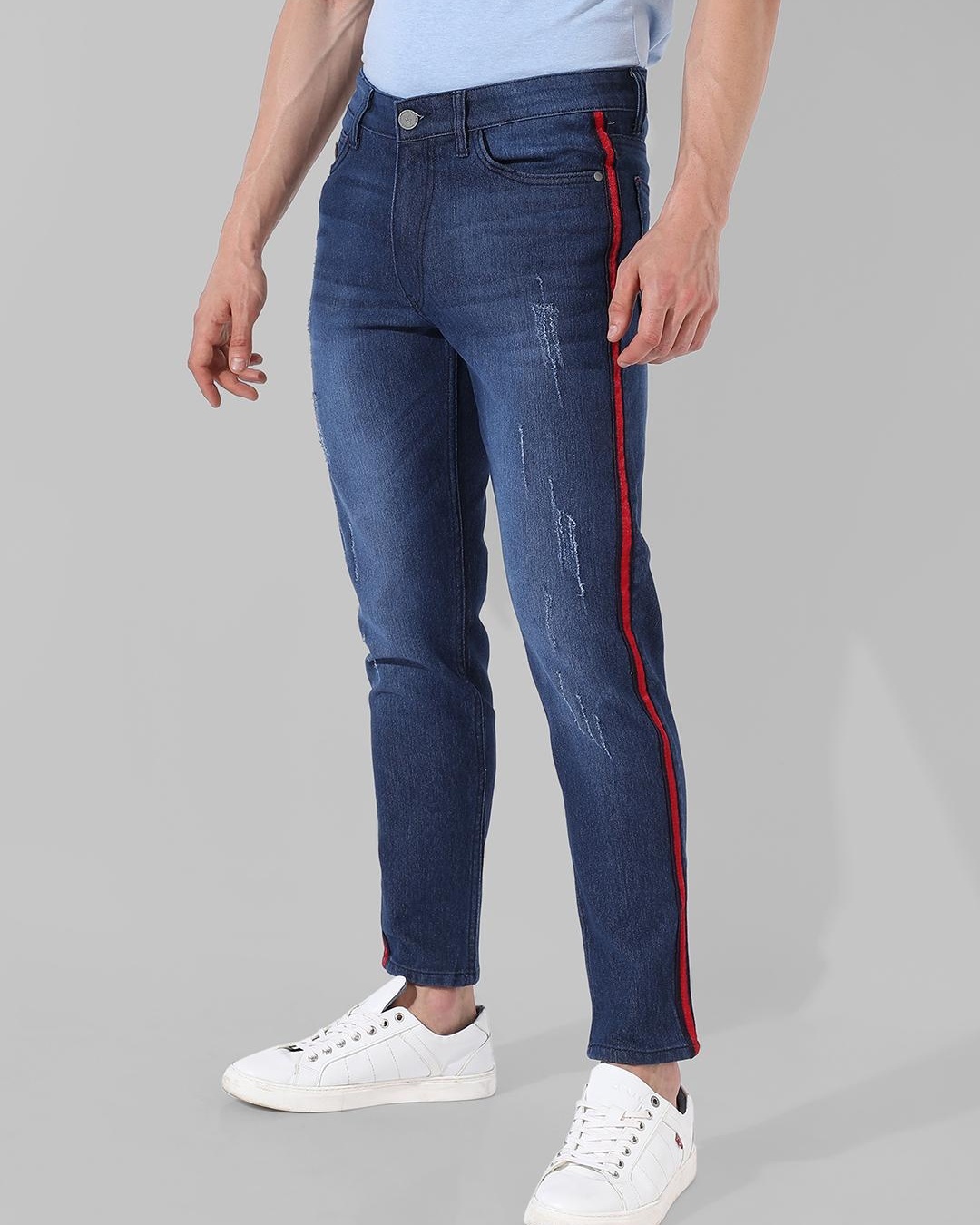 Buy Men's Blue Striped Jeans for Men Blue Online at Bewakoof