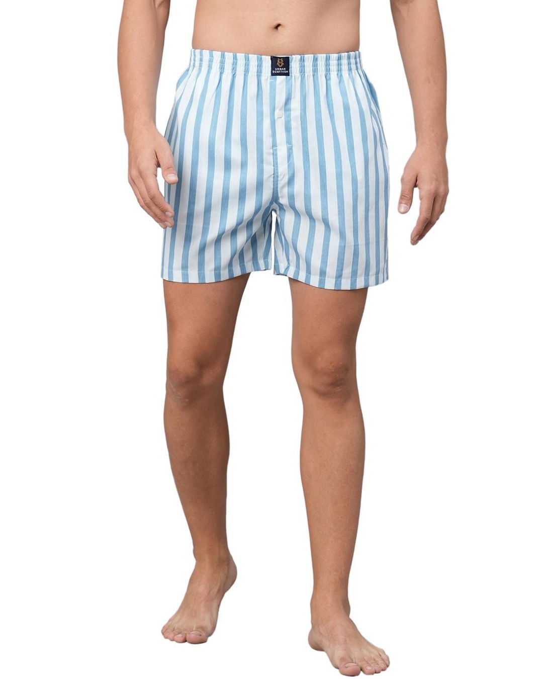 Buy Men's Turquoise Blue Striped Relaxed Fit Boxers Online in India at ...