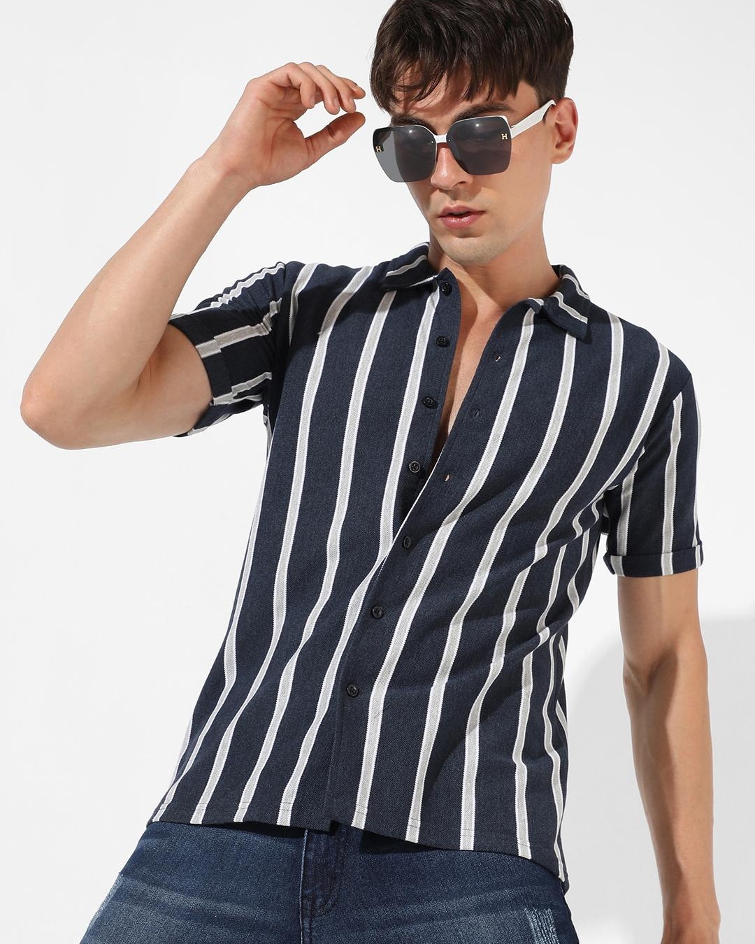 Buy Men's Blue Striped Shirt Online at Bewakoof