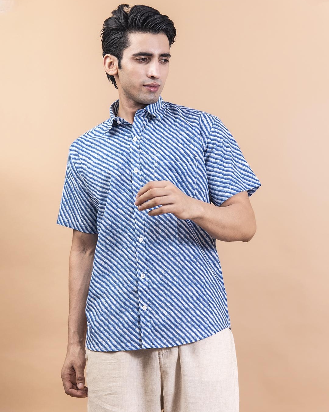 Buy Men's Blue Striped Shirt Online at Bewakoof