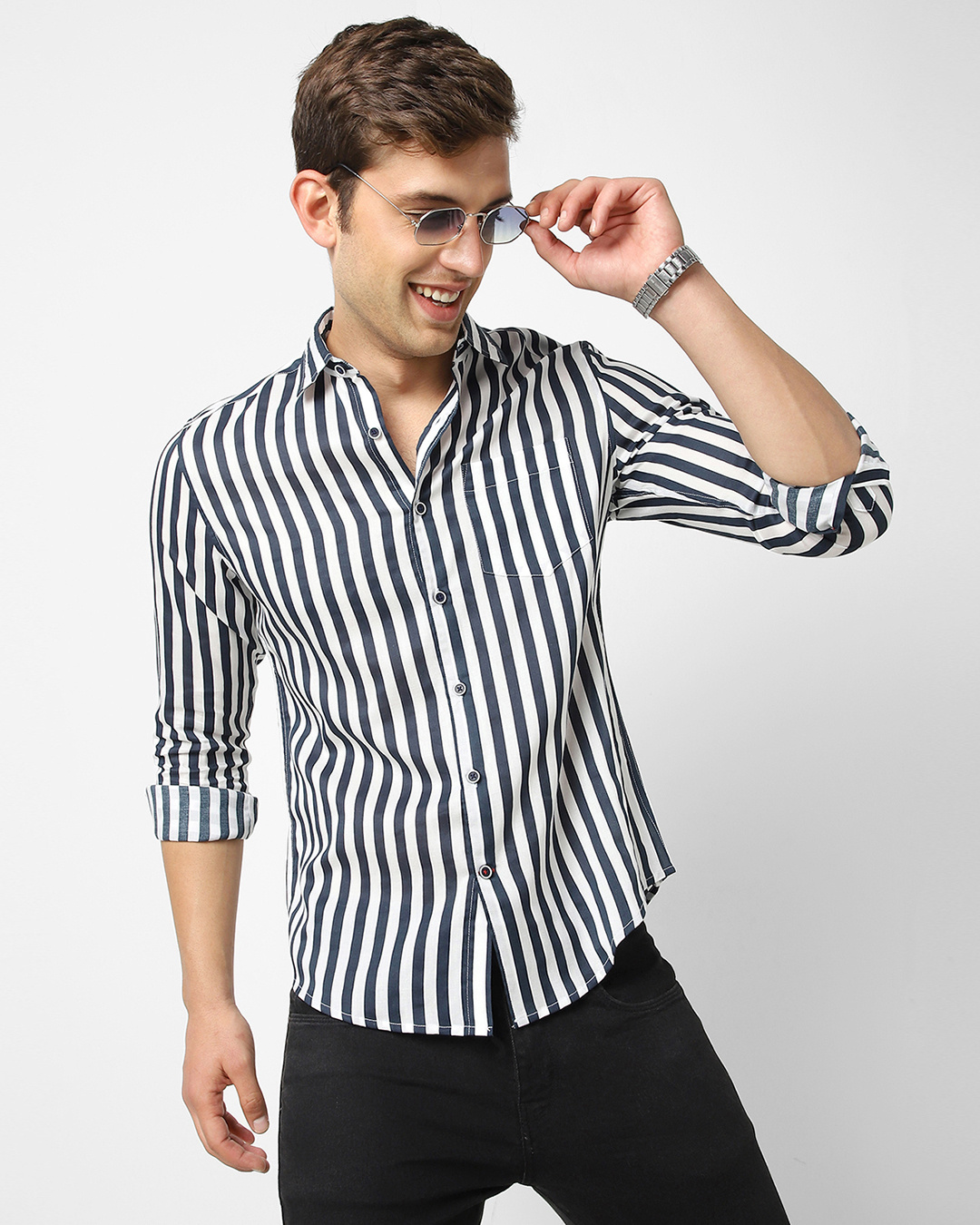 Buy Men's Blue Striped Shirt Online at Bewakoof