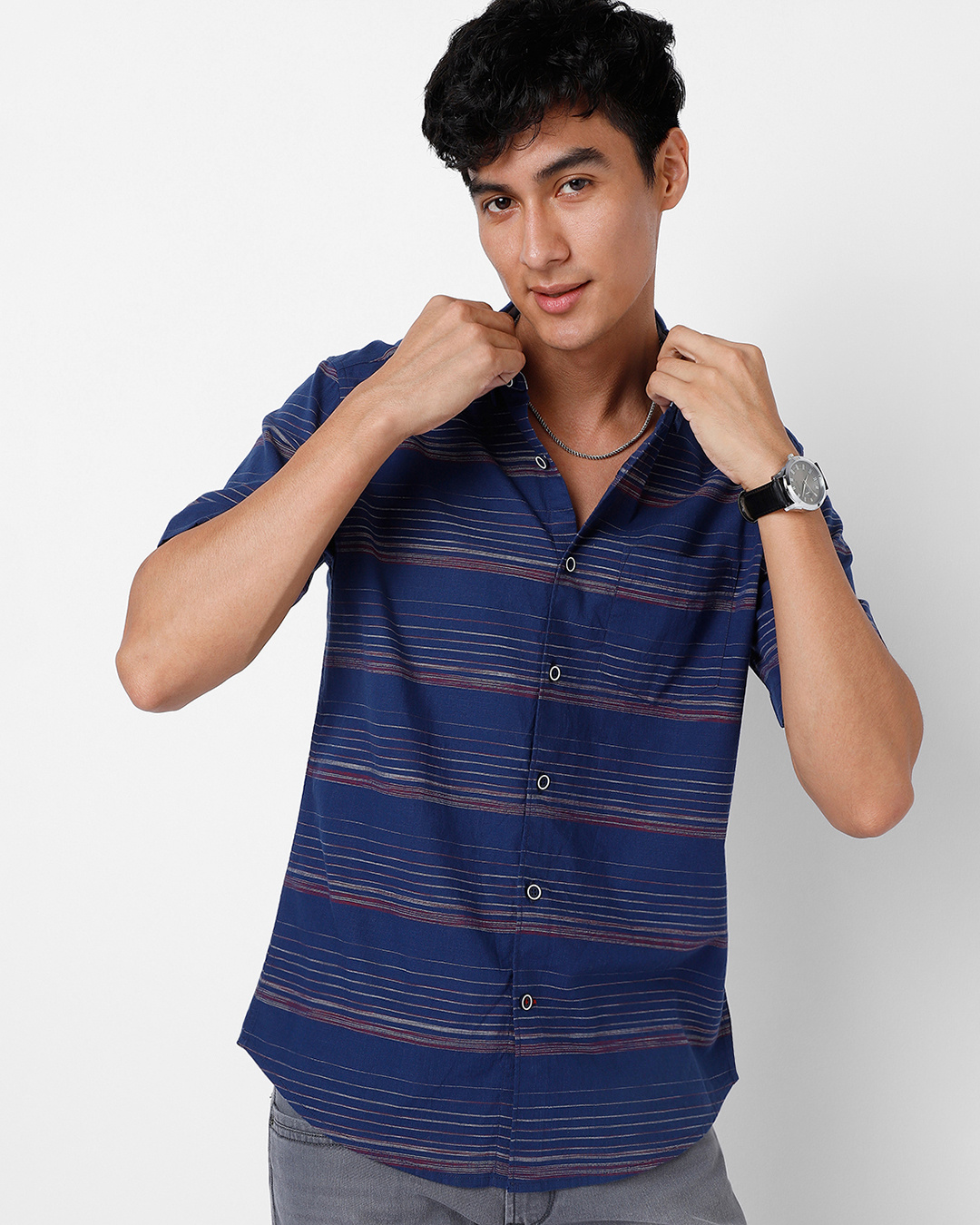 Buy Men's Blue Striped Shirt Online at Bewakoof