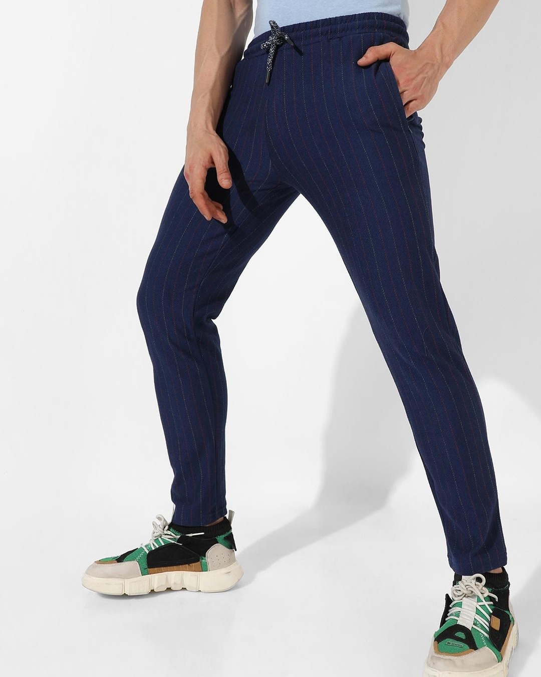 Buy Men's Blue Striped Track Pants Online at Bewakoof