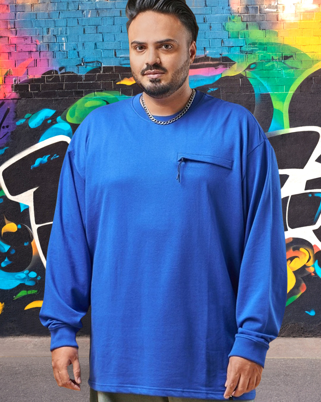 Buy Men's Blue Super Loose Fit Plus Size T-shirt Online at Bewakoof