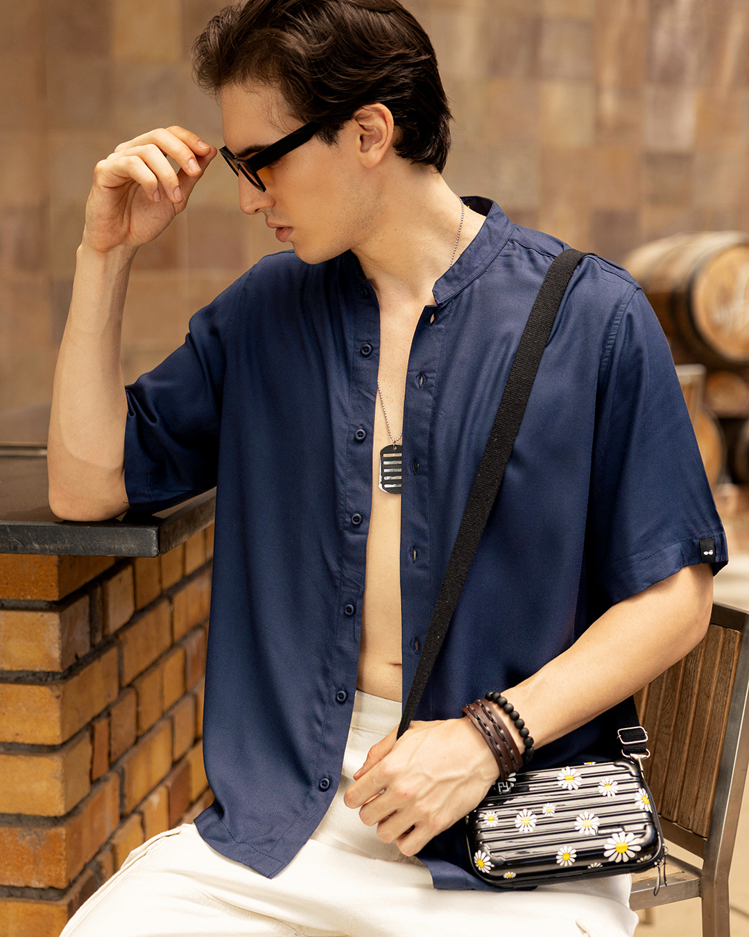 Buy Men's Blue Super Loose Fit Shirt Online at Bewakoof