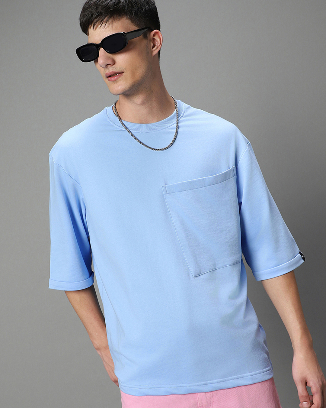 Buy Men's Blue Super Loose Fit T-shirt Online at Bewakoof