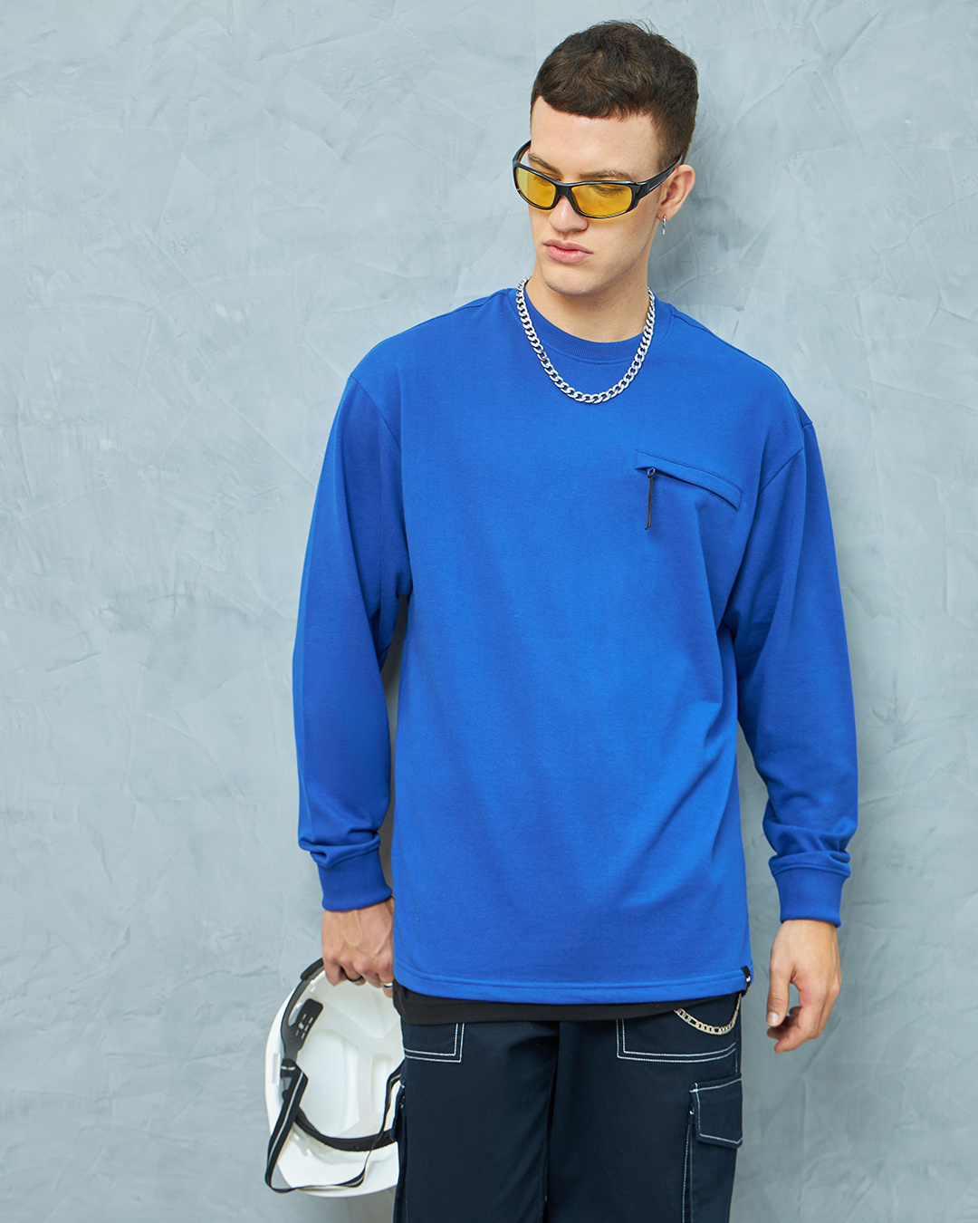 Buy Men's Blue Super Loose Fit T-shirt Online at Bewakoof