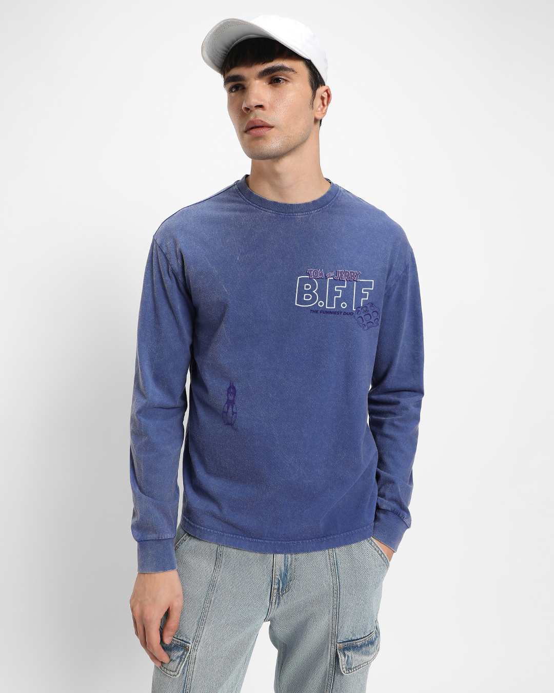 Buy Men's Blue T&J Graphic Printed Oversized Acid Wash T-shirt Online ...