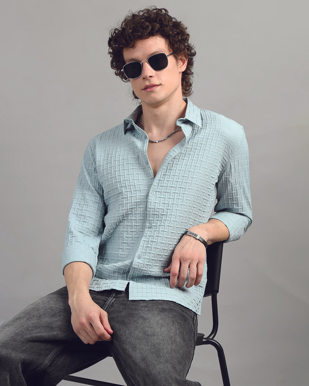 Buy Men's Blue Textured Shirt Online at Bewakoof